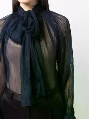 ATU BODY COUTURE Sheer Pussy-bow Silk Blouse