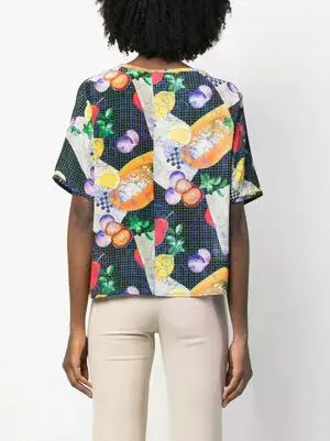 Henrik Vibskov Graphic Print Silk T-shirt