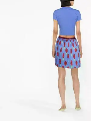 Versace Pleated Floral Print Mini Skirt