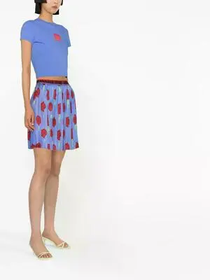 Versace Pleated Floral Print Mini Skirt