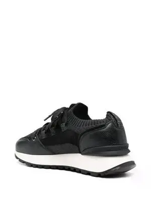 DOUCAL'S Panelled Knit And Leather Sneakers