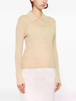 JOSEPH Ribbed Wool Polo Top