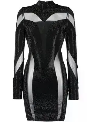 Philipp Plein Crystal-embellished Sheer Panelled Dress - Black