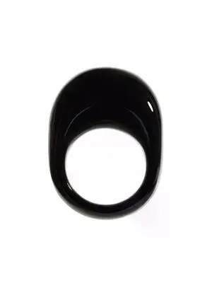 COURREGES Engraved Logo High-shine Ring - Black