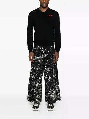 Play Comme Des Garcon Wool Jumper With Heart Patch - Black