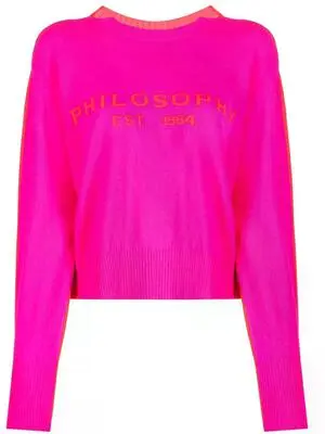 Philosophy Di Lorenzo Serafini Crew Neck Fine Knit Jumper - Pink