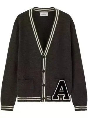 AMBUSH Monogram Appliqué Wool Cardigan