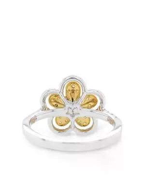 HYT JEWELRY 18kt Yellow Gold And Platinum Diamond Flower Ring - Silver