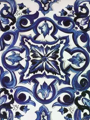 Dolce & Gabbana Medium Blu Mediterraneo-print Canvas Cushion - Blue
