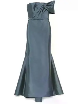 Amsale Asymmetric Bow Gown - Blue