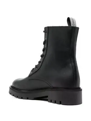 Calvin Klein Logo Print Leather Boots
