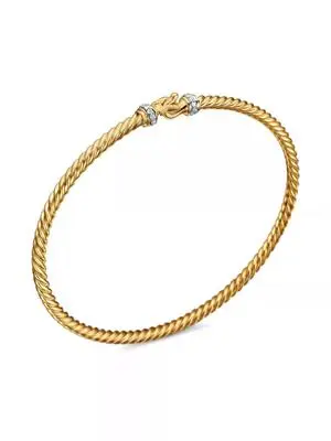 David Yurman 18kt Yellow Diamond Buckled Cable Bracelet - Gold