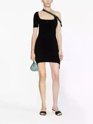 COURREGES Asymmetric One-shoulder Mini Dress - Black