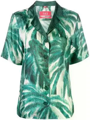 F.R.S FOR RESTLESS SLEEPERS Tropical Print Silk Shirt - Green