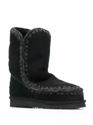 Mou Woven Detail Boots - Black