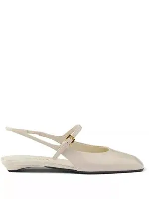 Prada Patent Leather Slingback Ballerinas - Neutrals