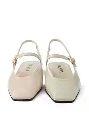 Prada Patent Leather Slingback Ballerinas - Neutrals