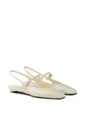 Prada Patent Leather Slingback Ballerinas - Neutrals