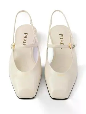 Prada Patent Leather Slingback Ballerinas - Neutrals