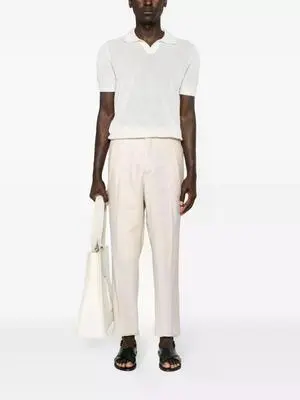LARDINI Linen-blend Tapered Trousers