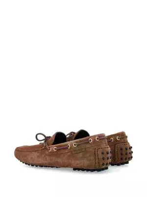 TOM FORD Suede Driving Loafers With Lace-up Detail - Brown
