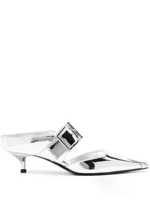 Alexander McQueen Punk 40mm Mirrored Mules - Silver