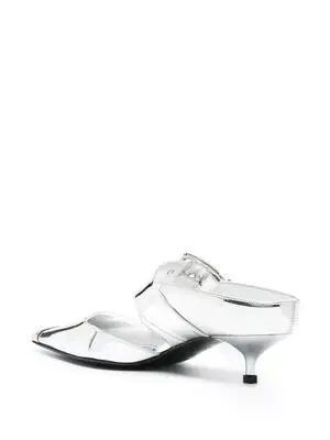 Alexander McQueen Punk 40mm Mirrored Mules - Silver