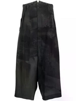 Yohji Yamamoto Cropped Wide-leg Trousers - Black