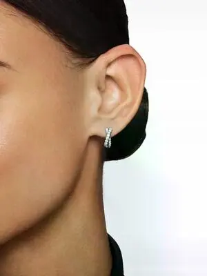 David Yurman 18kt White Gold Pavé Diamond Hoop Earrings