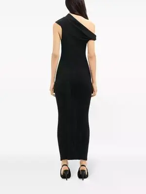 COURREGES Ribbed Knit Asymmetric Maxi Dress