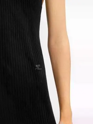COURREGES Ribbed Knit Asymmetric Maxi Dress