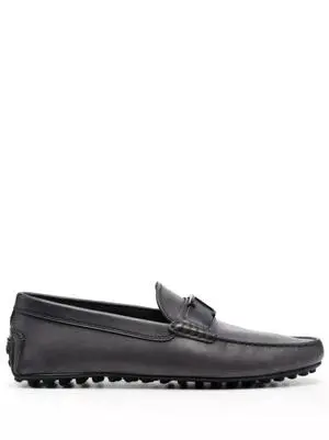 TOD'S T Timeless City Leather Loafers - Grey