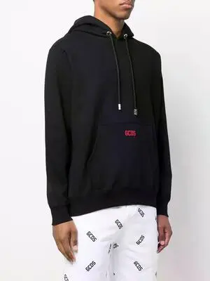 Gcds Logo Drawstring Hoodie - Black