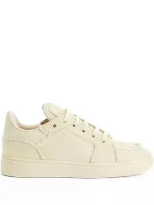 GIUSEPPE ZANOTTI Low-top Lace-up Sneakers With Frayed Detailing - Neutrals