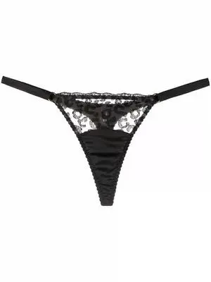FLEUR OF ENGLAND Kittie Lace-panelled Thong - Black