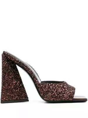Attico Devon Sequin-embellished Sandals - Brown