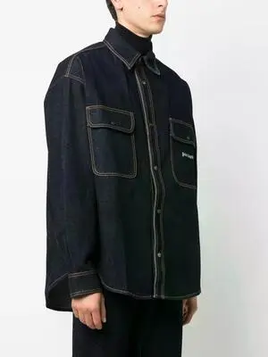 Palm Angels Logo-embroidered Denim Shirt