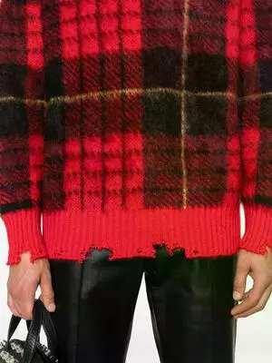 Alexander McQueen Tartan Check Mohair Blend Sweater