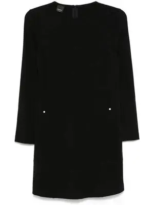 Pinko Long Sleeve Crewneck Mini Dress With Pockets - Black