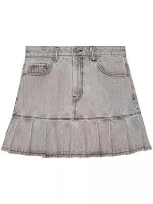 GANNI Future Denim Pleated Mini Skirt - Grey