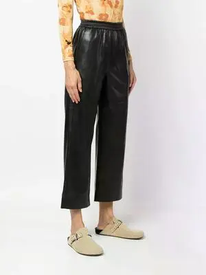 Nanushka Cropped Straight-leg Trousers In Calf Leather
