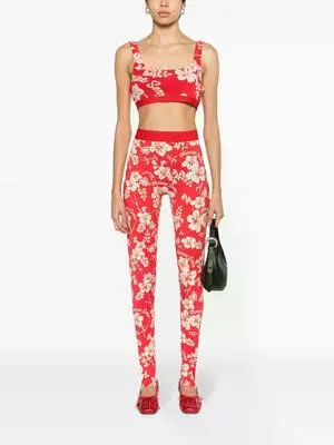 MARINE SERRE Floral-jacquard Towel Bralette - Red