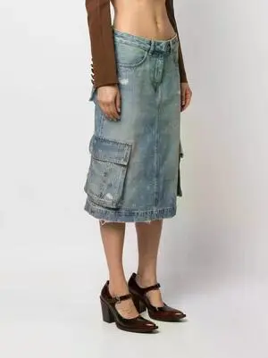 Givenchy Monogram-print Denim Cargo Skirt