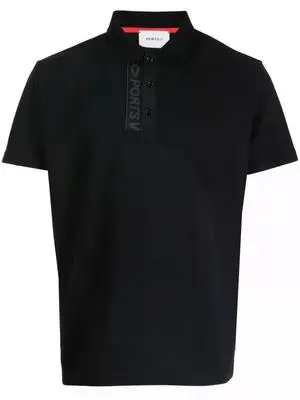 PORTS V Logo-tape Polo Shirt - Black