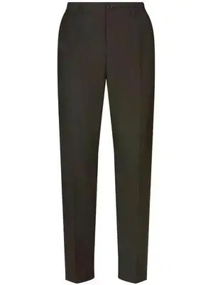 Dolce & Gabbana Stretch Cotton Logo-embroidered Trousers - Grey