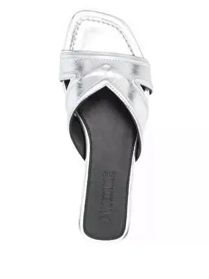 Zadig&Voltaire Azura Metallic Crinkled Leather Slides - Silver