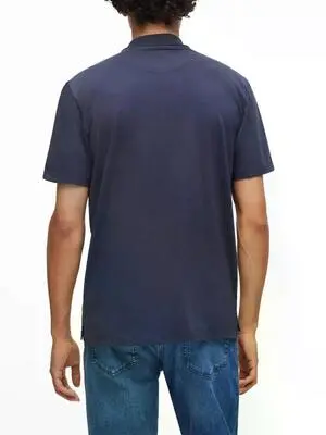 Hugo Zip-up Short-sleeve Piqué Polo Shirt - Blue