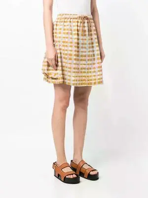 STORY MFG. Check Print Drawstring Skirt
