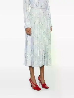 Thom Browne Feather-print Silk Midi Skirt