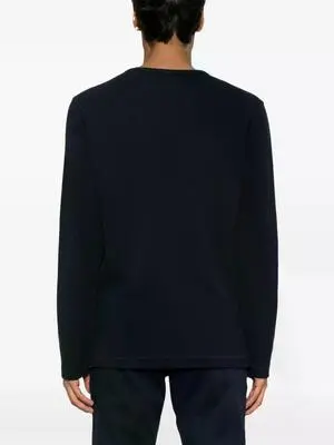 BOSS Logo Embroidered Crew Neck Sweater - Blue